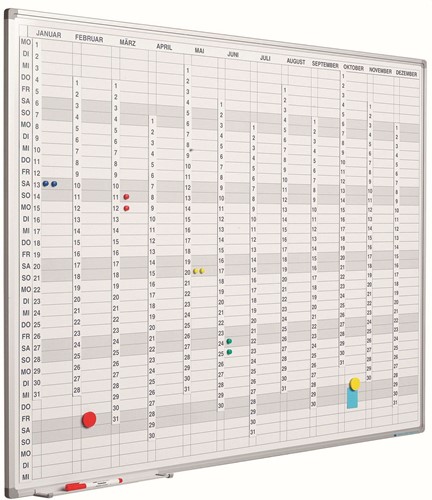 Planbord Softline profiel 8mm, Verticaal jaar, DU incl. maand-/dgen ...